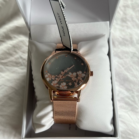 Nine West | Accessories | Nine West Rose Gold Floral Watch | Poshmark